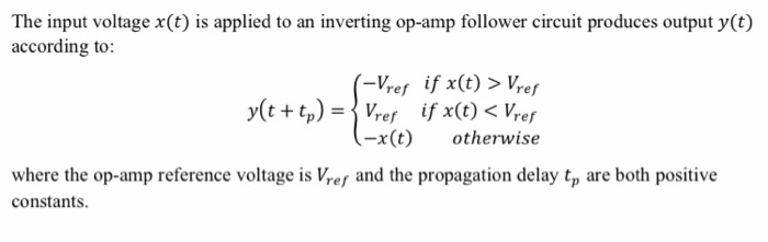 Solved The input voltage x(t) is applied to an inverting | Chegg.com