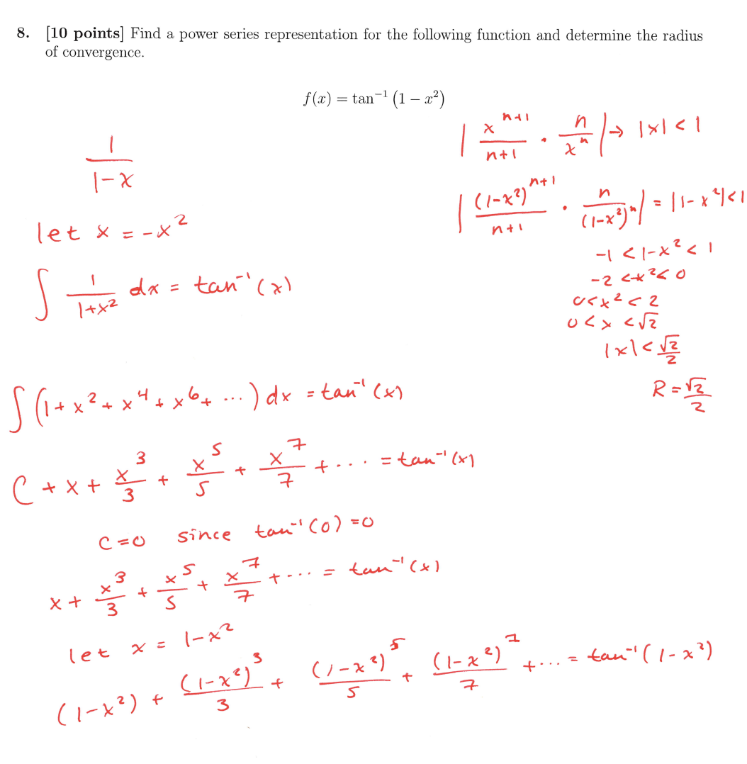 Solved [10 ﻿points] ﻿Find a power series representation for | Chegg.com