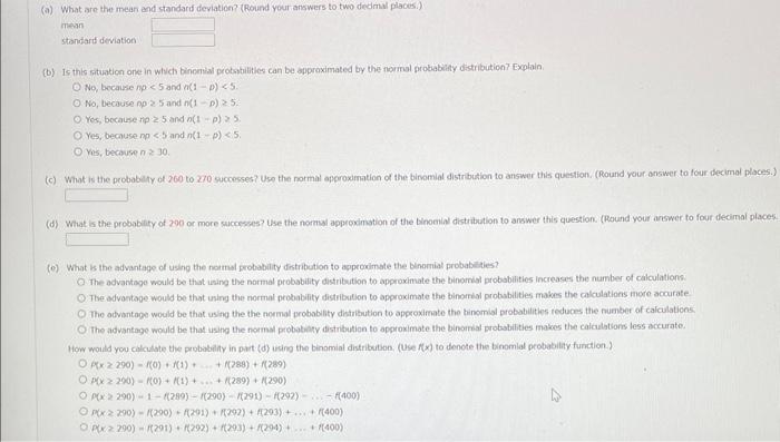 Solved (a) What are the mear and standard deviation? (Round | Chegg.com