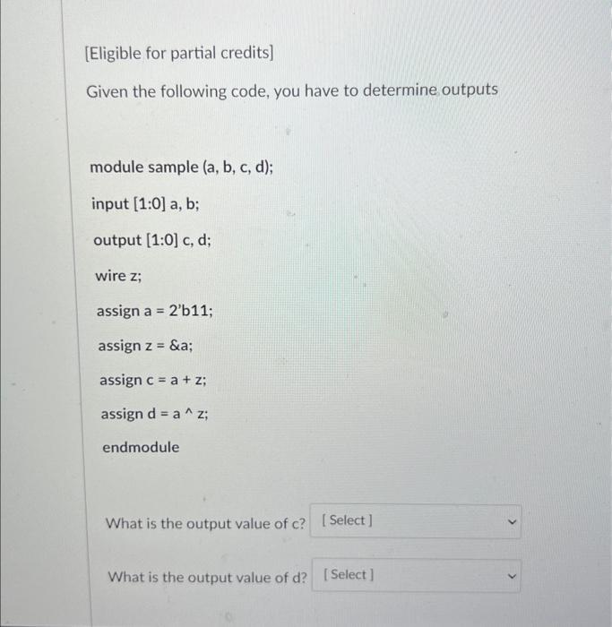 Solved [Eligible for partial credits] Given the following | Chegg.com