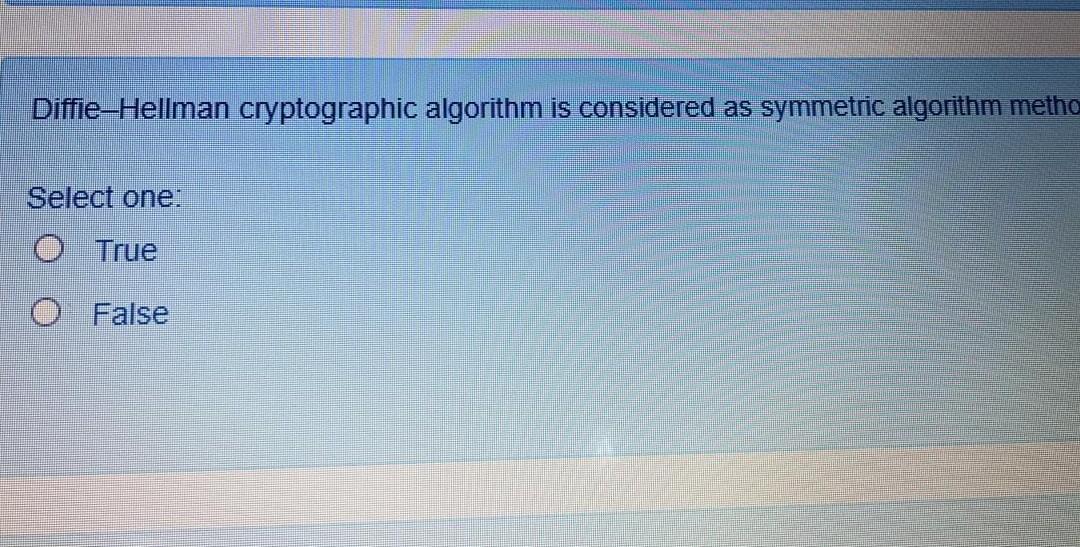 Solved Diffie-Hellman cryptographic algorithm is considered | Chegg.com