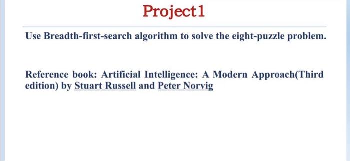 Solved Project 1 Use Breadth-first-search algorithm to solve | Chegg.com