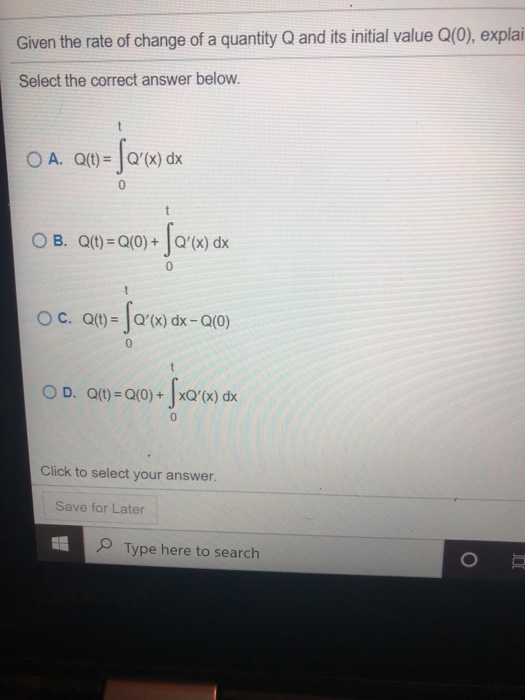 Solved given the rate of change of a quantity Q and its | Chegg.com