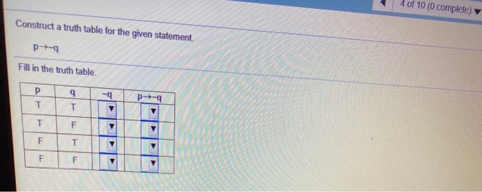 Solved Complete the truth table for the given statement by | Chegg.com
