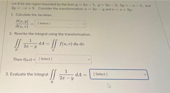 Solved Let R be the region bounded by the lines y = 2x-1, y | Chegg.com