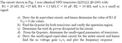 Solved The circuit shown in Fig. 1 uses identical NPN | Chegg.com
