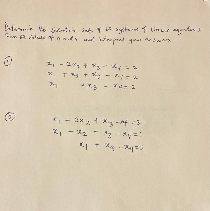 Solved Determine the solution sets of the systems of linear | Chegg.com