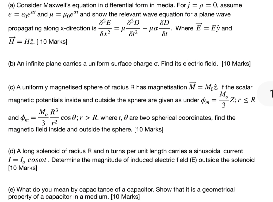 Solved (a) ﻿Consider Maxwell's equation in differential form | Chegg.com