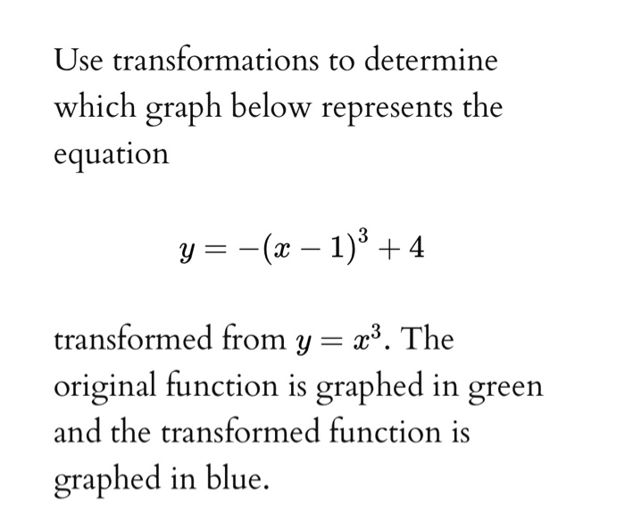 Solved Use transformations to determine which graph below | Chegg.com