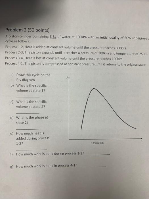 Problem 2 (50 points) A piston-cylinder containing 3 | Chegg.com
