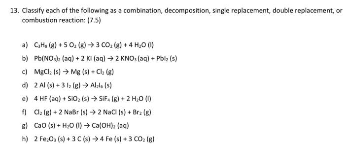 Solved 13. Classify each of the following as a combination, | Chegg.com