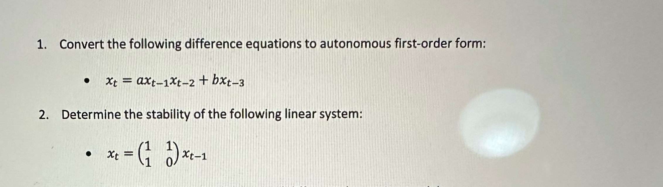 Solved Convert the following difference equations to | Chegg.com