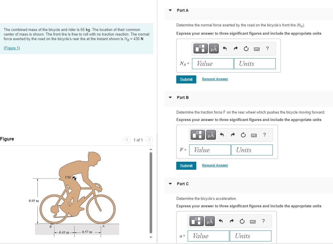 Solved Part AThe combined mass of the bicycle and rider is | Chegg.com