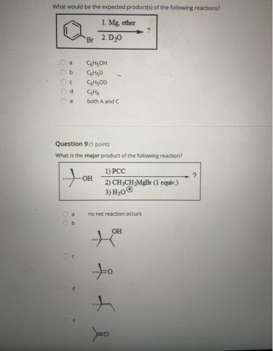 Solved What would be the expected product(s) of the | Chegg.com