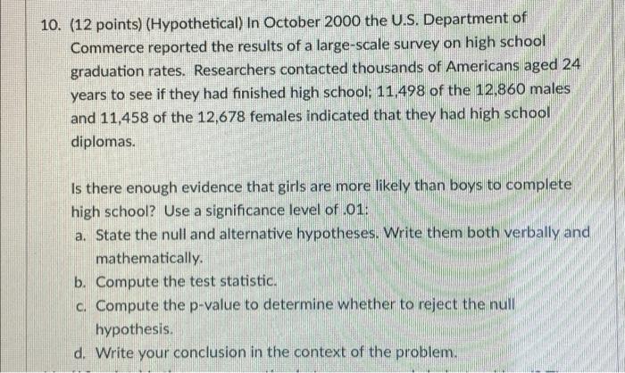 Solved 10. (12 points) (Hypothetical) In October 2000 the | Chegg.com