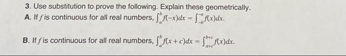 Solved 3. Use substitution to prove the following. Explain | Chegg.com