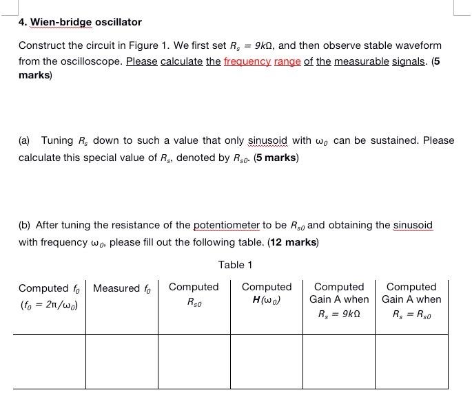 Solved 4. Wien-bridge oscillator Construct the circuit in | Chegg.com
