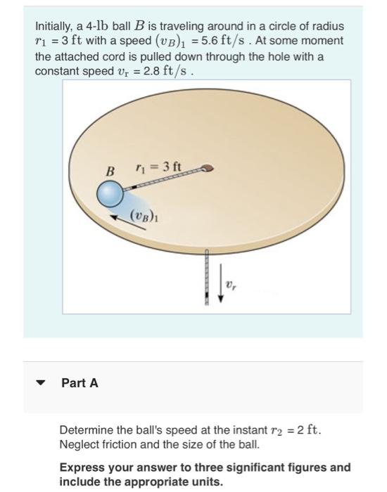 Solved Initially, a 4-lb ball B is traveling around in a | Chegg.com