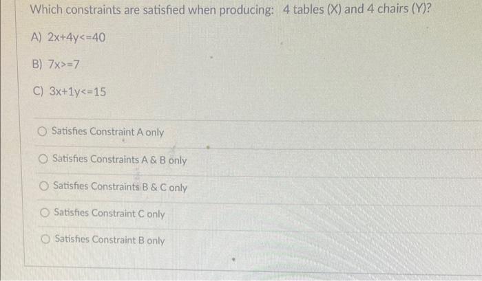 Solved Which constraints are satisfied when producing: 4 | Chegg.com