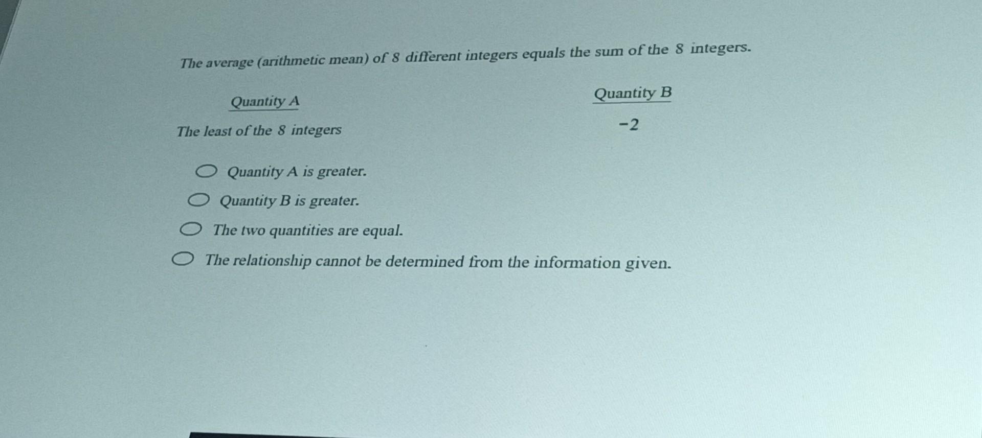 Solved The average (arithmetic mean) of 8 different integers | Chegg.com