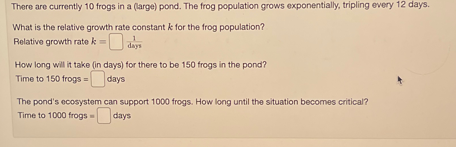 Solved There are currently 10 ﻿frogs in a (large) ﻿pond. The | Chegg.com