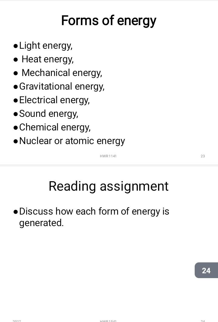 Light Energy Examples