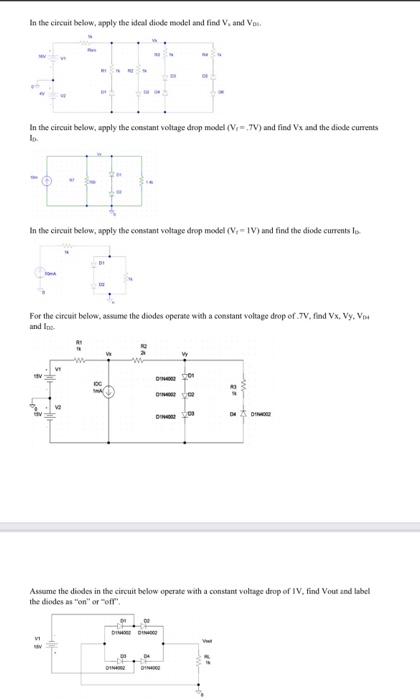 Solved In the circuit below, apply the ideal diode model and | Chegg.com