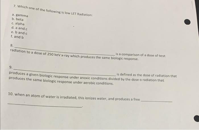 Solved 1. The law of Bergonie and Tribondeau states that: a, | Chegg.com