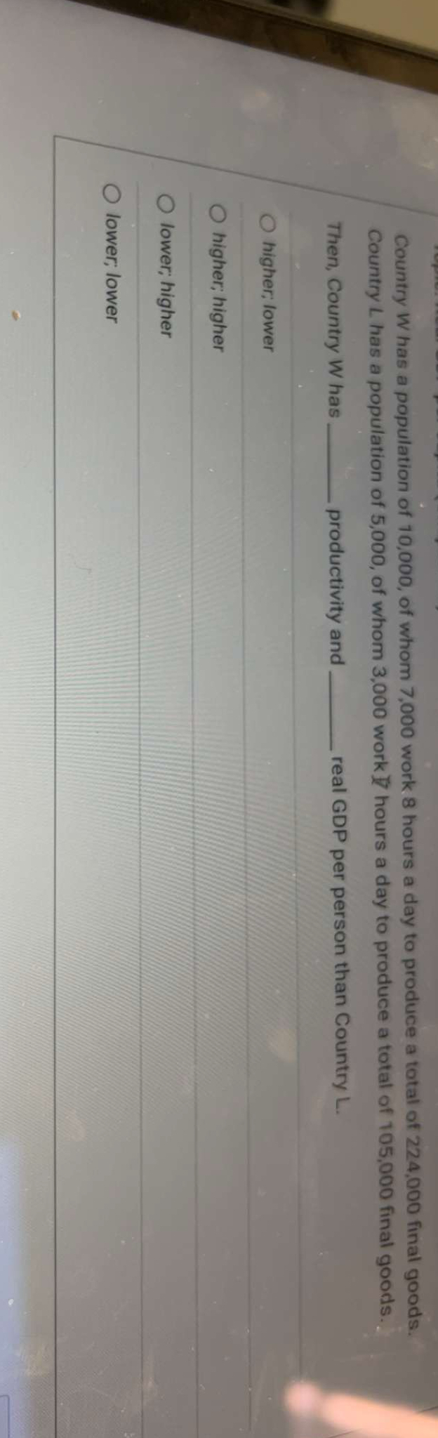 Solved Country W ﻿has a population of 10,000 , ﻿of whom | Chegg.com