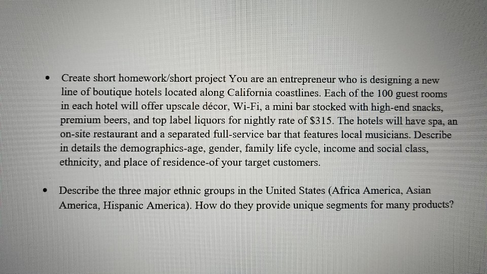 . Create short homework/short project You are an | Chegg.com