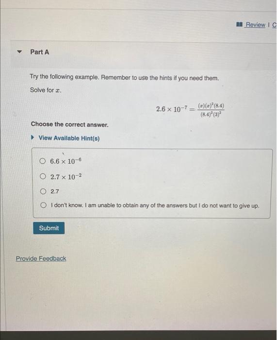 Solved a Review IC Part A Try the following example. | Chegg.com