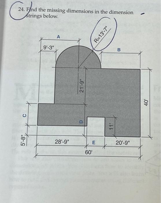 Solved 24 Find The Missing Dimensions In The Dimension