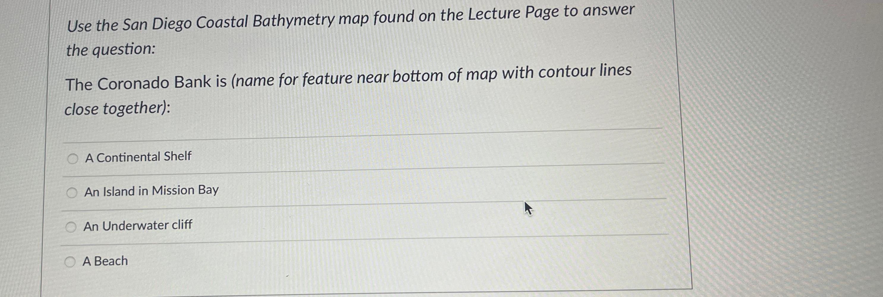 Solved Use the San Diego Coastal Bathymetry map found on the | Chegg.com