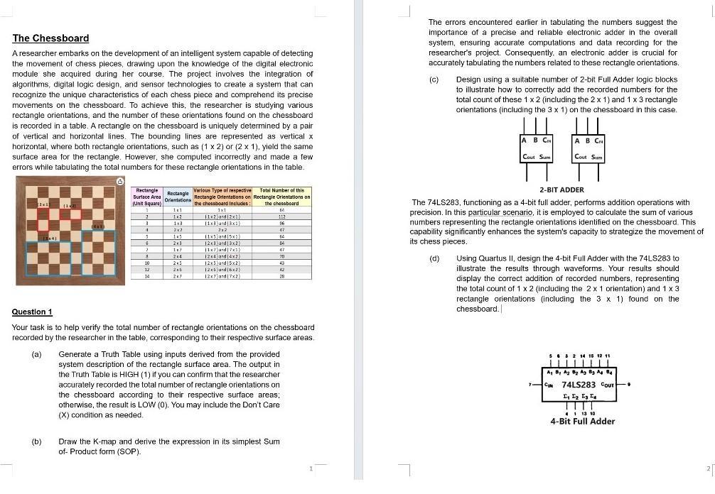 Solved The ChessboardA researcher embarks on the development | Chegg.com