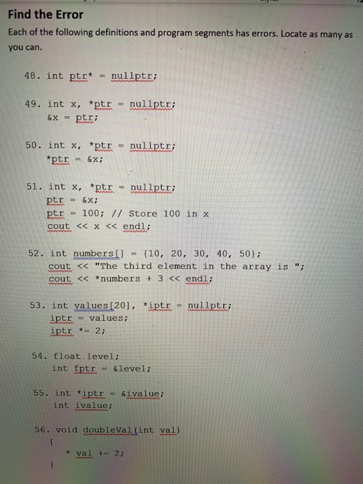 Solved Find the Error Each of the following definitions and | Chegg.com