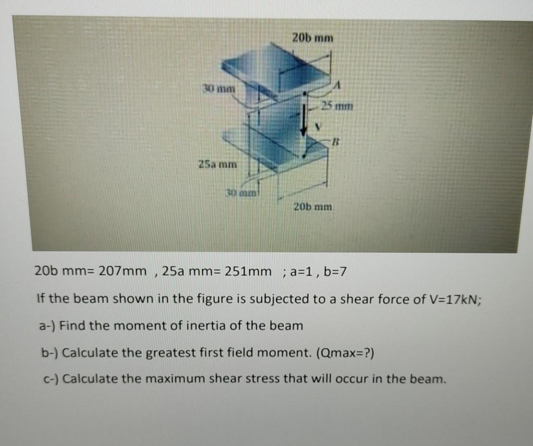 Solved 205 mm om 125 mm B 25a mim 20b mm 200 mm= 207mm , 25a | Chegg.com