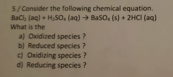 Solved 5 / ﻿Consider the following chemical | Chegg.com