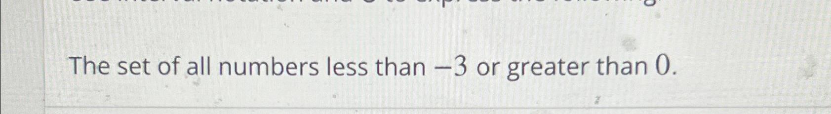 Solved The set of all numbers less than -3 ﻿or greater than | Chegg.com