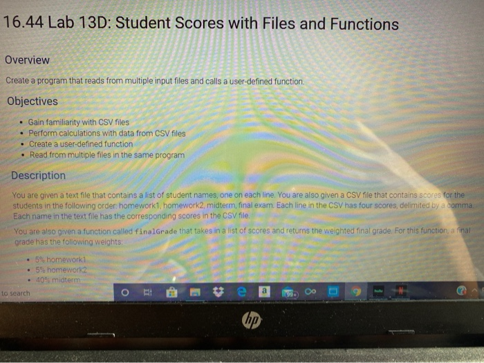 Solved 16.44 Lab 13D: Student Scores with Files and | Chegg.com