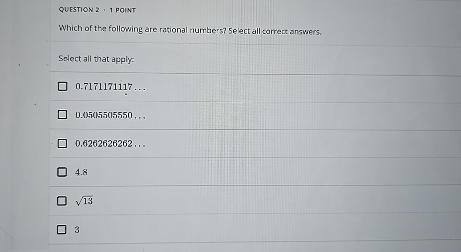 Solved QUESTION 2 - 1 ﻿POINTWhich of the following are | Chegg.com