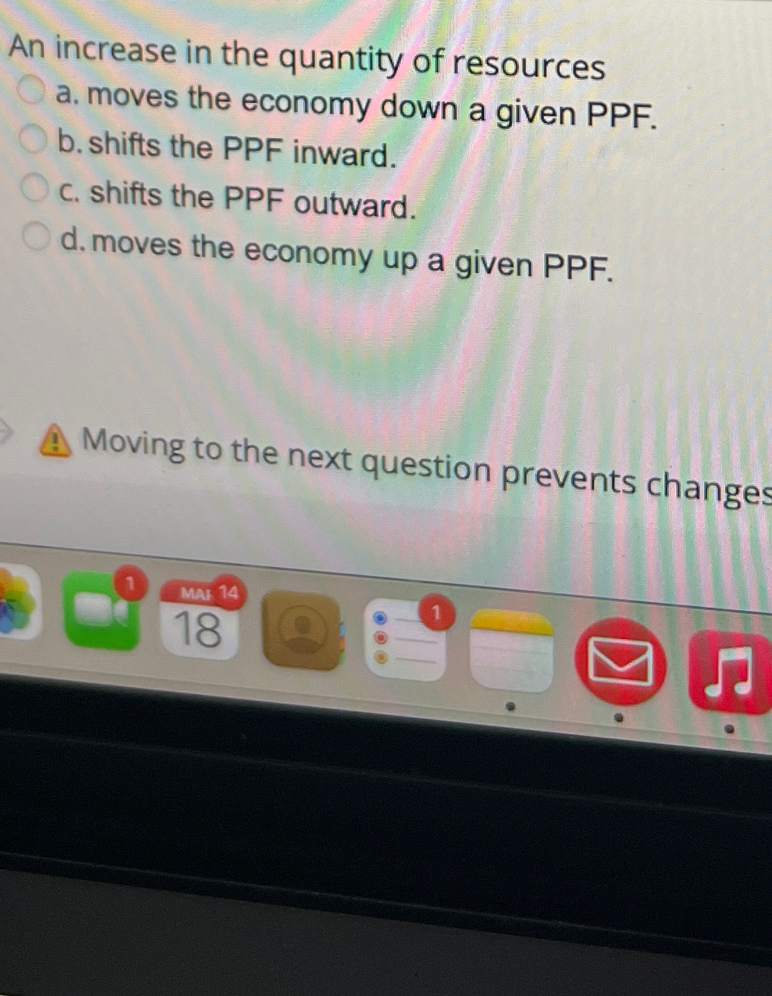 Solved An increase in the quantity of resourcesa. ﻿moves the | Chegg.com