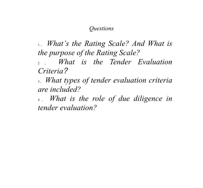 Solved 1. What's the Rating Scale? And What is the purpose | Chegg.com