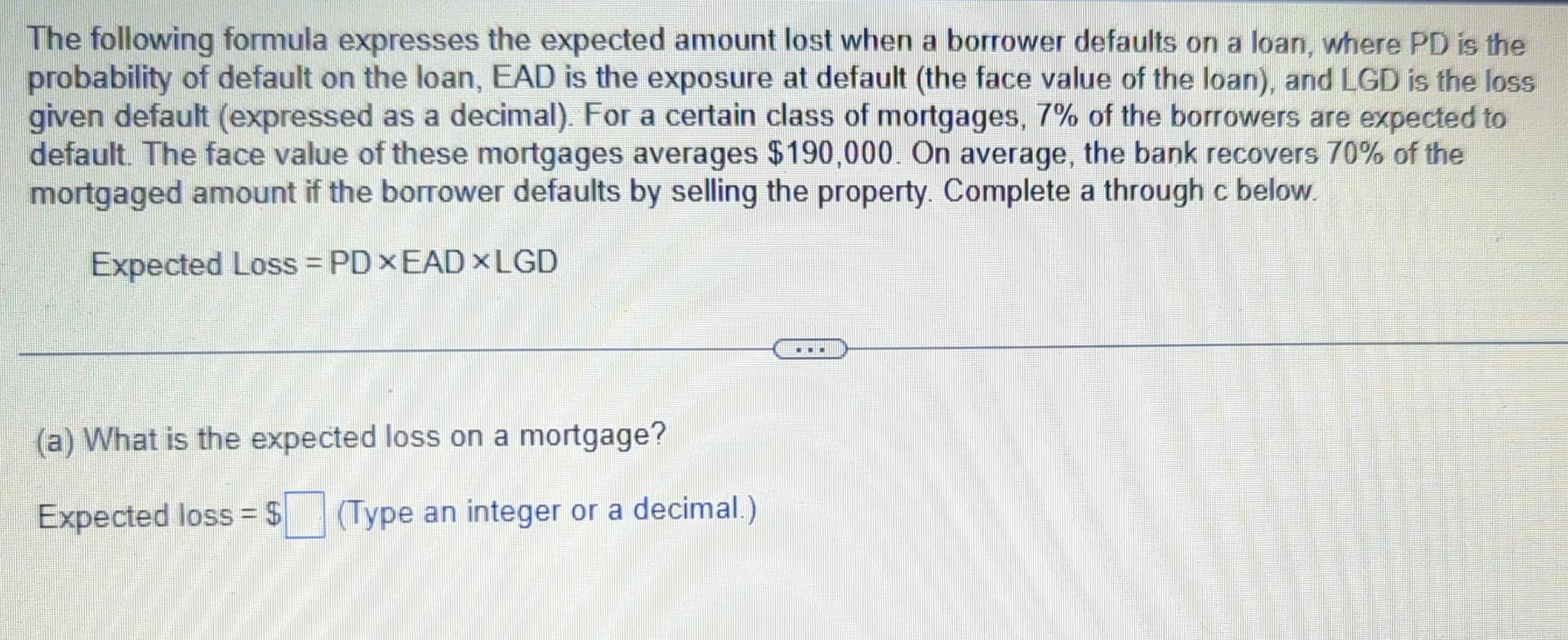 Solved The following formula expresses the expected amount | Chegg.com