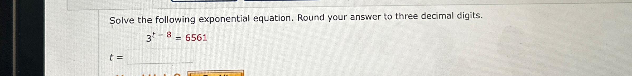 Solved Solve the following exponential equation. Round your | Chegg.com