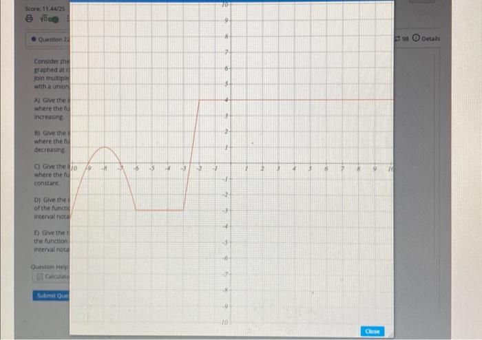 Solved E) Give the range of the function using interyal | Chegg.com
