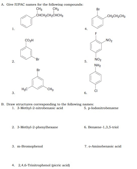 Solved A. Give IUPAC names for the following compounds: CH3 | Chegg.com