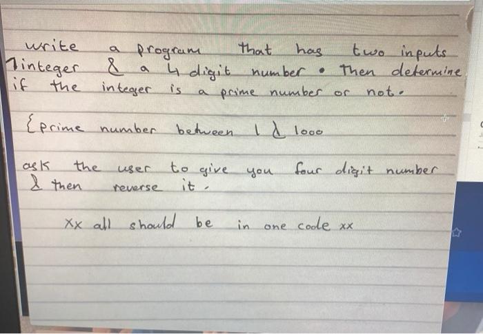 Solved a write a program that has two inputs integer & 4 | Chegg.com