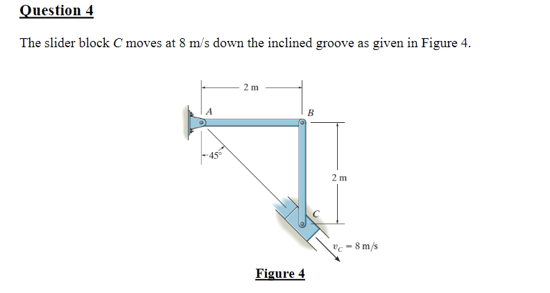 Solved Question 4The slider block C ﻿moves at 8ms ﻿down the | Chegg.com