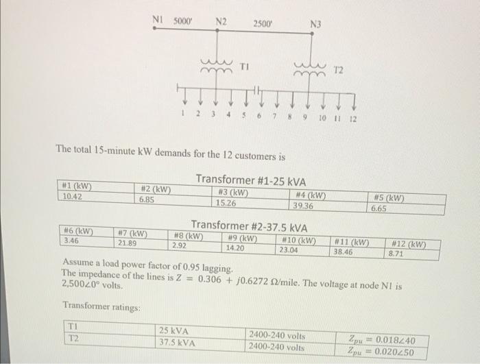 Solved Two single-phase transformers serving 12 customers | Chegg.com