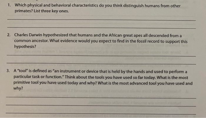 Solved 1. Which physical and behavioral characteristics do | Chegg.com